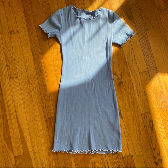 Zara | Dresses | Zara Blue Ruffle Body Con Dress | Poshmark